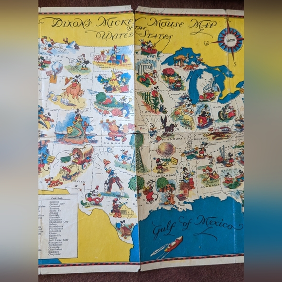 Dixons Mickey Mouse Map | Other | Genuine Antique Color Pictorial Map ...